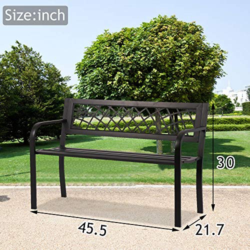 Dkelincs Outdoor Benches Clearance Garden Benches Metal Park Bench for Outside 480bls Bearing Capacity Cast Iron Patio Furniture for Porch Yard Deck Entryway