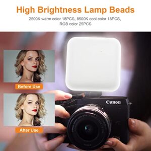 GreatLPT RGB Camera Light, RGB Video Light on Camera 360° Full Color, CRI 95+ 2500-8500K Dimmable, 2000mAh Rechargeable Portable Photography Lighting with OLED Display & 3 Cold Shoe