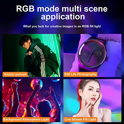 GreatLPT RGB Camera Light, RGB Video Light on Camera 360° Full Color, CRI 95+ 2500-8500K Dimmable, 2000mAh Rechargeable Portable Photography Lighting with OLED Display & 3 Cold Shoe