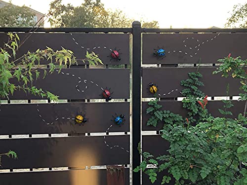 Metal Ladybugs Garden Wall Art Decor Cute Handmade Ladybugs for Christmas Backyard Garden Lawn Porch Outdoor Decoration with Red and Black Spots Easy Hanging Yard Wall Ornament Set of 4