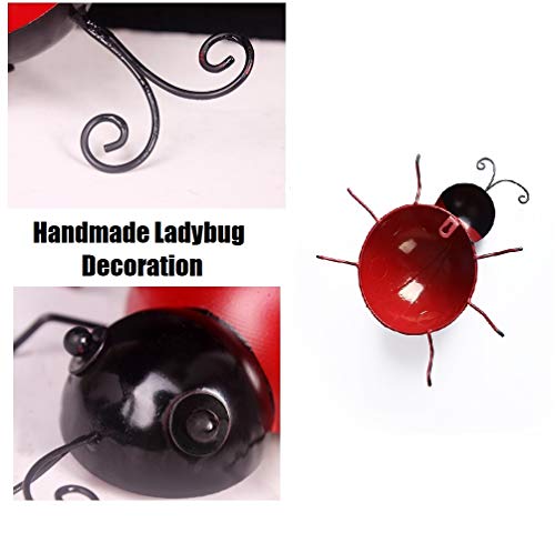 Metal Ladybugs Garden Wall Art Decor Cute Handmade Ladybugs for Christmas Backyard Garden Lawn Porch Outdoor Decoration with Red and Black Spots Easy Hanging Yard Wall Ornament Set of 4