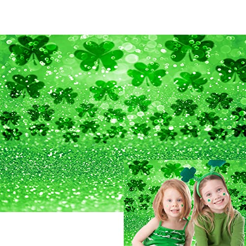 Happy St.Patrick's Day Photography Background Bokeh Sequins Lucky Green Shamrocks Irish Festival Celebration Party Decortion Backdrop (7x5ft)