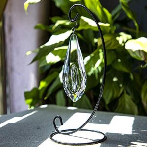 YU FENG 5inch Large Suncatcher Prism Pendant Horse-Eye Shape Clear Faceted Crystal Drop Rainbow Maker Window Garden Hanging Decoration Ornament(120mm)