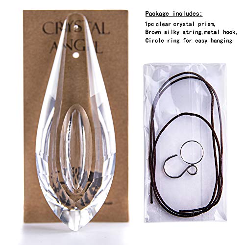 YU FENG 5inch Large Suncatcher Prism Pendant Horse-Eye Shape Clear Faceted Crystal Drop Rainbow Maker Window Garden Hanging Decoration Ornament(120mm)