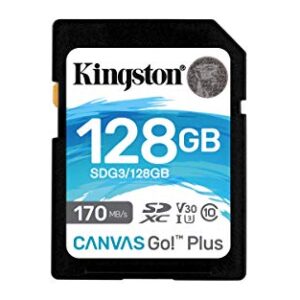 Kingston 128GB SDXC Canvas Go Plus 170MB/s Read UHS-I, C10, U3, V30 Memory Card (SDG3/128GB)