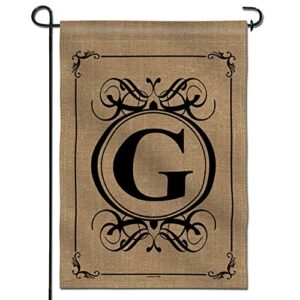 anley classic monogram letter g garden flag, double sided family last name initial yard flags – personalized welcome home decor – weather resistant & double stitched – 18 x 12.5 inch