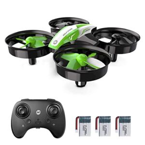 holy stone kid toys mini rc drone for beginners adults, indoor outdoor quadcopter plane for boys girls with auto hover, 3d flip, 3 batteries, headless mode, xmas toddler gift, green