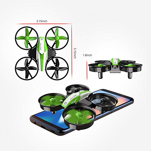 Holy Stone Kid Toys Mini RC Drone for Beginners Adults, Indoor Outdoor Quadcopter Plane for Boys Girls with Auto Hover, 3D Flip, 3 Batteries, Headless Mode, Xmas Toddler Gift, Green