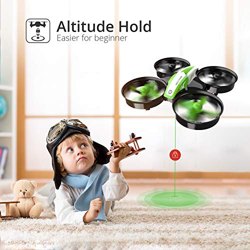 Holy Stone Kid Toys Mini RC Drone for Beginners Adults, Indoor Outdoor Quadcopter Plane for Boys Girls with Auto Hover, 3D Flip, 3 Batteries, Headless Mode, Xmas Toddler Gift, Green