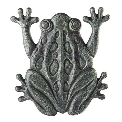 Upper Deck Cast Iron Frog Stepping Stone - Animal Garden and Yard Decor with Verdigris Finish