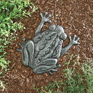 Upper Deck Cast Iron Frog Stepping Stone - Animal Garden and Yard Decor with Verdigris Finish