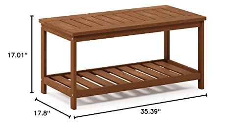 Furinno FG18508 Tioman Hardwood Patio Furniture 2-Tier Coffee Table in Teak Oil, Natural