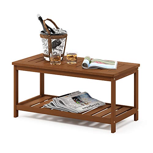 Furinno FG18508 Tioman Hardwood Patio Furniture 2-Tier Coffee Table in Teak Oil, Natural