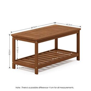 Furinno FG18508 Tioman Hardwood Patio Furniture 2-Tier Coffee Table in Teak Oil, Natural