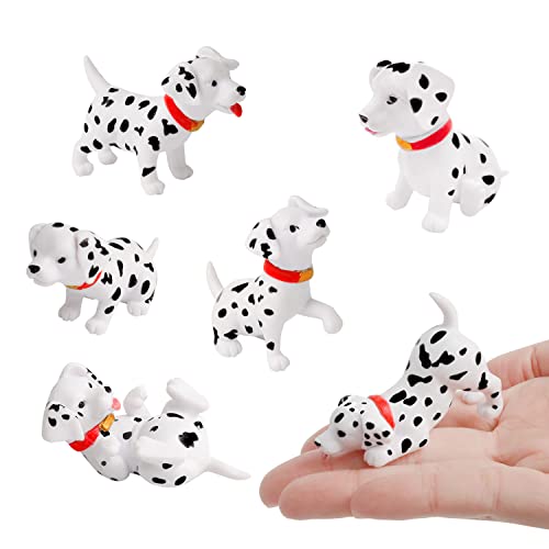 Exasinine Mini Dogs Miniature Figurines Fairy Garden Miniature Moss Landscape DIY Terrarium Crafts Ornament Accessories for Home Décor (Dalmatian, Set of 6)