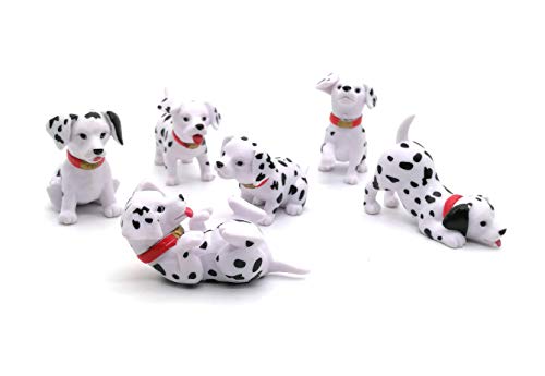 Exasinine Mini Dogs Miniature Figurines Fairy Garden Miniature Moss Landscape DIY Terrarium Crafts Ornament Accessories for Home Décor (Dalmatian, Set of 6)