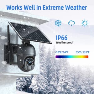 Xega 4G LTE Cellular Security Camera Outdoor Solar Camera Wireless, 2K HD Color Night Vision PTZ 360° View, Smart PIR Motion Detection, 2 Way Talk, No WiFi, SIM Card Included, IP66 - US Version