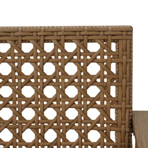 Grand patio Outdoor Bench, Wicker Rattan Garden Benches with Cushion, Patio Loveseat for Front Porch Backyard Outside Furniture Decor (Beige Cushion, Wicker Rattan)