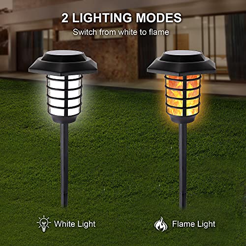 Kitmose Landscape Solar Torch Lights,Waterproof Flickering Flames Outdoor Garden Lights,Fire Effect Patio Deck Yard Driveway Security Decoration Lighting,2 Modes Dusk to Dawn Auto On/Off 2 Pack