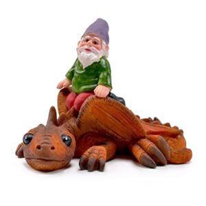 4.5″ training gnomes dragon garden gnome statues outdoor decor fairy garden accessories training dragon gnomes dinosaur training gnomes garden art outdoor