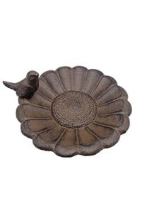 comfy hour 7″ cast iron bird on top of bird bath/feeder for outdoor garden decoration, brown, spring in garden collection