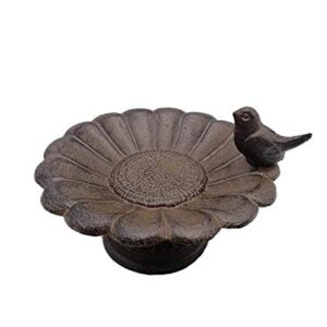 Comfy Hour 7" Cast Iron Bird on Top of Bird Bath/Feeder for Outdoor Garden Decoration, Brown, Spring in Garden Collection