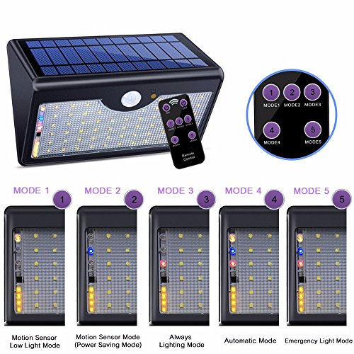 HVIKOV Motion Sensor Light Outdoor, 60 Led Solar, 5 Modes Remote Control,1300LM Waterproof Wide Angle, Wireless Super Bright Security Wall Lights for Driveway, Wall, Patio, Yard, Garden（White）