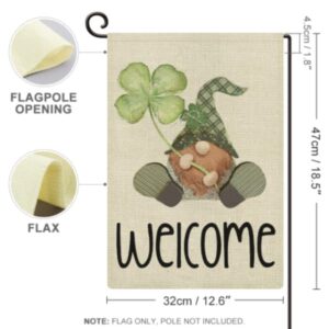 Welcome St Patrick's Day Green Shamrock Clovers Leaf Lucky Double Sided Garden Yard Flag 12" x 18", Irish Leprechaun Gold Pot Coin Rainbow Horseshoe Beers Decorative Garden Flag Banner for Outdoor Home-L13