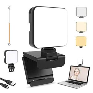 nexigo glow light for streamers, enhanced video conference lighting kit with webcam style clip, built-in battery, dimmable & rechargeable, for streaming, photography, vlogging