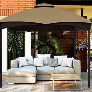 Tanxianzhe Replacement Canopy Top Double Tiered Canopy Cover Roof with Air Vent ONLY FIT for Lowe's Allen Roth 10'x12’ Gazebo #GF-12S004B-1 (Khaki)