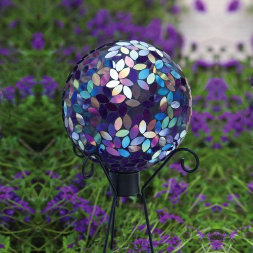 Evergreen Garden Gazing Ball in Purple Iridescent Design Everyday Decor for Homes Gardens and Yards