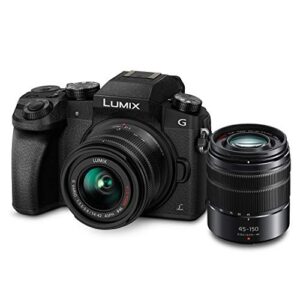 panasonic lumix g7 4k digital mirrorless camera bundle with lumix g vario 14-42mm and 45-150mm lenses, 16mp, 3-inch touch lcd, dmc-g7wk (usa black)