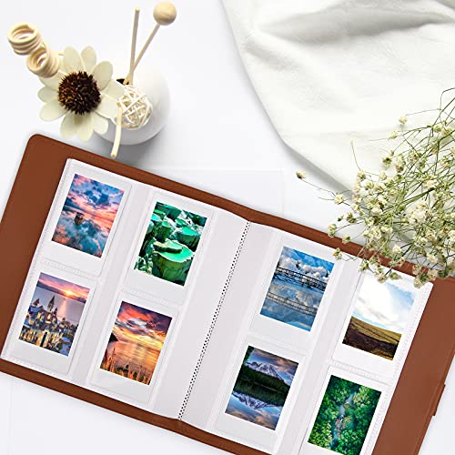 256 Photos Album for Fujifilm Instax Mini Camera, Polaroid 2”x3” ZINK Pictures, 2x3 Photo Album Book for Fujifilm Instax Mini 11 12 9 90 70 40 8 Instant Camera, Polaroid Snap PIC-300 Z2300 Camera (Brown)