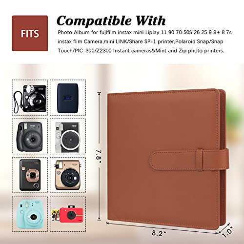 256 Photos Album for Fujifilm Instax Mini Camera, Polaroid 2”x3” ZINK Pictures, 2x3 Photo Album Book for Fujifilm Instax Mini 11 12 9 90 70 40 8 Instant Camera, Polaroid Snap PIC-300 Z2300 Camera (Brown)