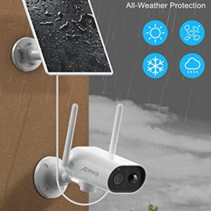 ANRAN Security Cameras Wireless Outdoor with PR 180°, 2K Solar Security Camera Outdoor with Solar Panel, PIR Human Detection, 2-Way Talk, Night Vision, IP65 Waterproof, Compatible with Alexa, S2 White