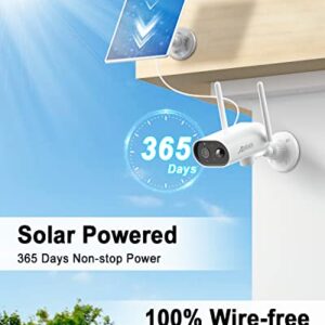 ANRAN Security Cameras Wireless Outdoor with PR 180°, 2K Solar Security Camera Outdoor with Solar Panel, PIR Human Detection, 2-Way Talk, Night Vision, IP65 Waterproof, Compatible with Alexa, S2 White