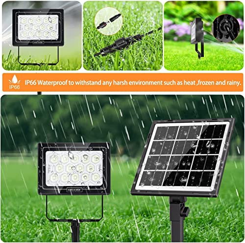 MEIKEE RGBW Solar Flood Light Outdoor with Remote, RGB Color Changing 2700K IP66 Waterproof LED Solar Powered Lights, Dimmable Timing Strobe Halloween Floodlight Landscape Light for Patio Party Garden