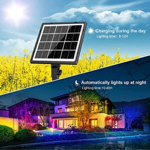 MEIKEE RGBW Solar Flood Light Outdoor with Remote, RGB Color Changing 2700K IP66 Waterproof LED Solar Powered Lights, Dimmable Timing Strobe Halloween Floodlight Landscape Light for Patio Party Garden