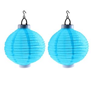 osaladi hanging solar lantern 2pcs hanging solar lanterns retro solar lights led lamp solar powered landscape lantern for outdoor tree fence patio ( blue ) outdoor solar lanterns