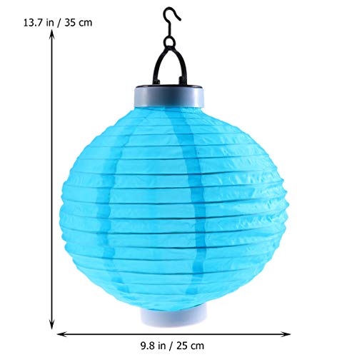 OSALADI Hanging Solar Lantern 2pcs Hanging Solar Lanterns Retro Solar Lights LED Lamp Solar Powered Landscape Lantern for Outdoor Tree Fence Patio ( Blue ) Outdoor Solar Lanterns