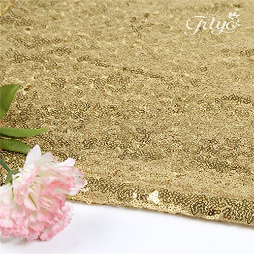 TRLYC Gold Sequin Backdrop Curtain 3x7ft Shiny Gold Curtain Glitter Backdrop for Party Wedding Birthday Graduation Christmas