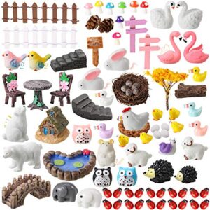 willbond 88 pieces miniature garden ornaments kits moss landscape garden diy figurines fairy animal figurines mini garden animal figurines for christmas outdoor home garden decoration