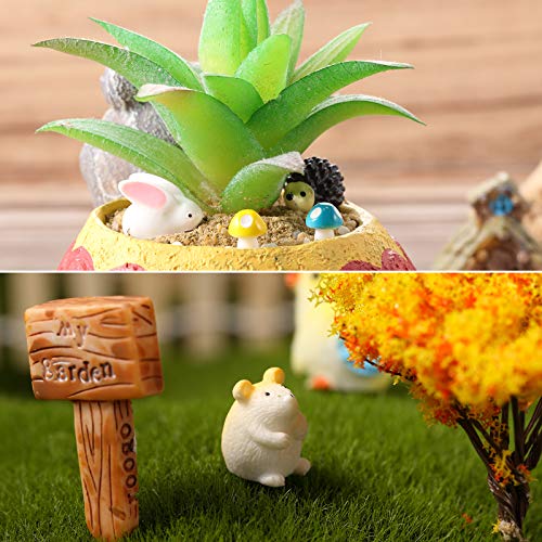 WILLBOND 88 Pieces Miniature Garden Ornaments Kits Moss Landscape Garden DIY Figurines Fairy Animal Figurines Mini Garden Animal Figurines for Christmas Outdoor Home Garden Decoration