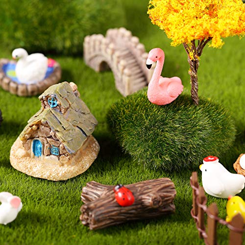 WILLBOND 88 Pieces Miniature Garden Ornaments Kits Moss Landscape Garden DIY Figurines Fairy Animal Figurines Mini Garden Animal Figurines for Christmas Outdoor Home Garden Decoration