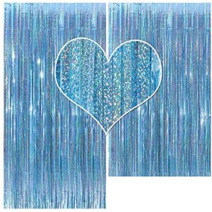 cylmfc foil fringe curtains party decorations – 2 pack 3 x 8ft tinsel backdrop for party photo backdrop wedding bridal shower bachelorette