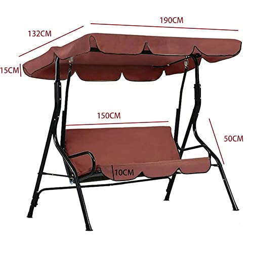 SDFPMO Porch Swing Canopy Cover Set,Removable Cushions Rainproof Oxfords Cloth Garden Patio Outdoor Rainproof Swing Canopy (Brown)