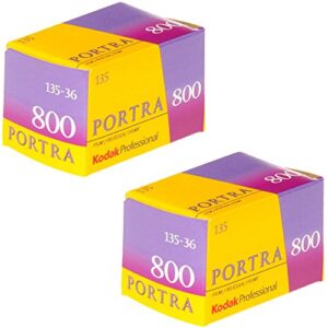 pack of 2 kodak 145 1855 professional portra 800 color negative film (iso 800) 35mm 36 exposures