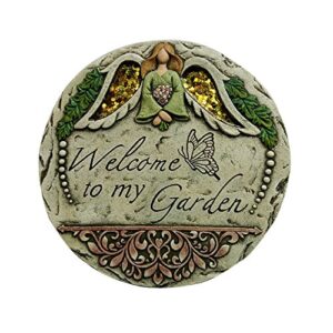 comfy hour 10″ concrete angel welcome to my garde stone for outdoor garden decoration, multicolor, spring in garden collection