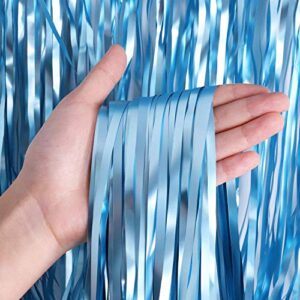 2 Pack Foil Metallic Fringe Curtains for Party Decorations Blue Orange Curtain Backdrop for 3 4 5 Years Old Boys Girls