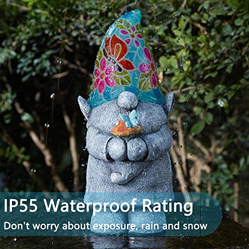 Yiosax Easter Outdoor Garden Decor-Larger Luminous Gnomes Satues with Solar Powered Lights Christmas Funny Knomes for Patio Yard Lawn Porch Ornament Decorations Gift(11.97" Tall)